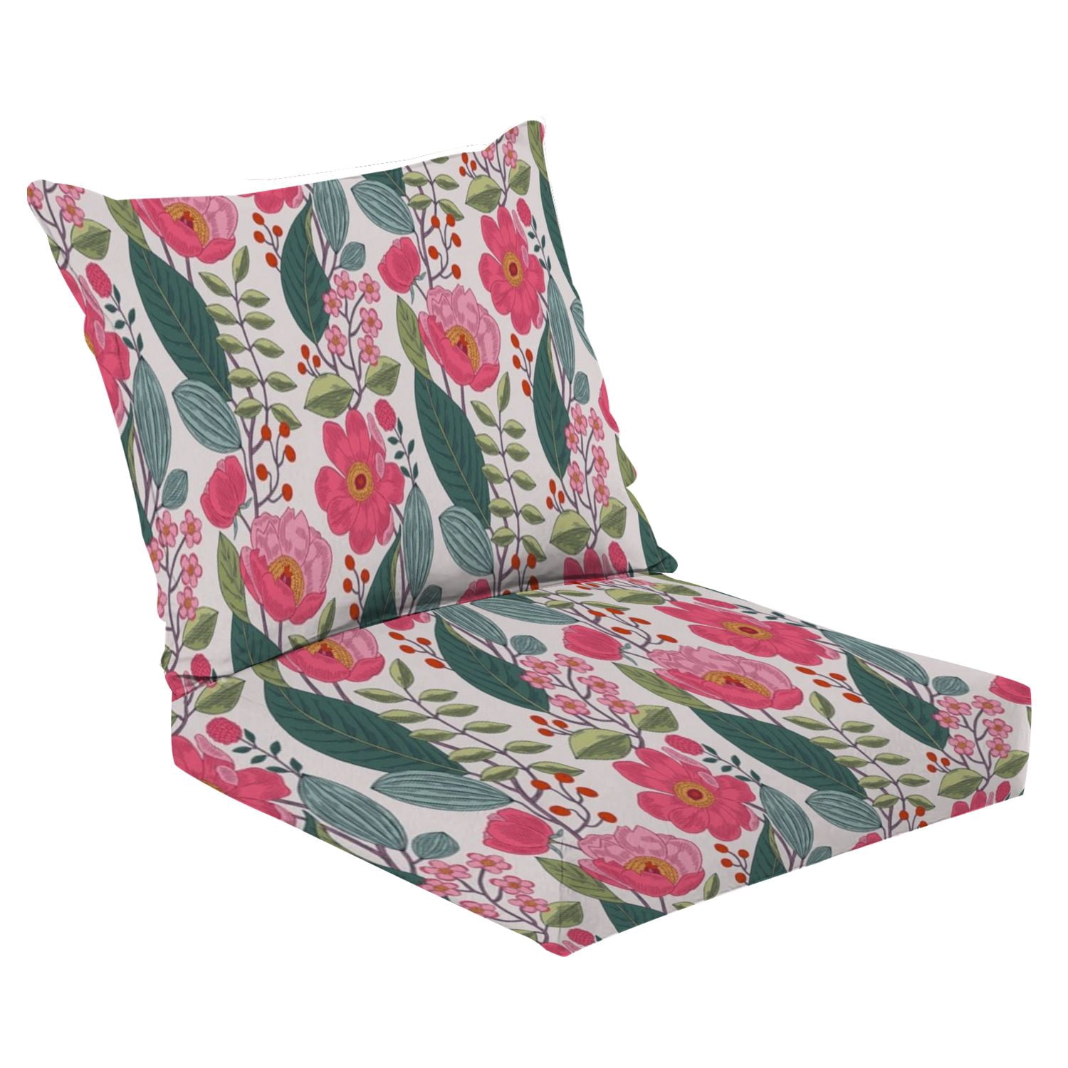 Outdoor Deep Seat Cushion Set 24" x 24" allover seamless floral pattern ...