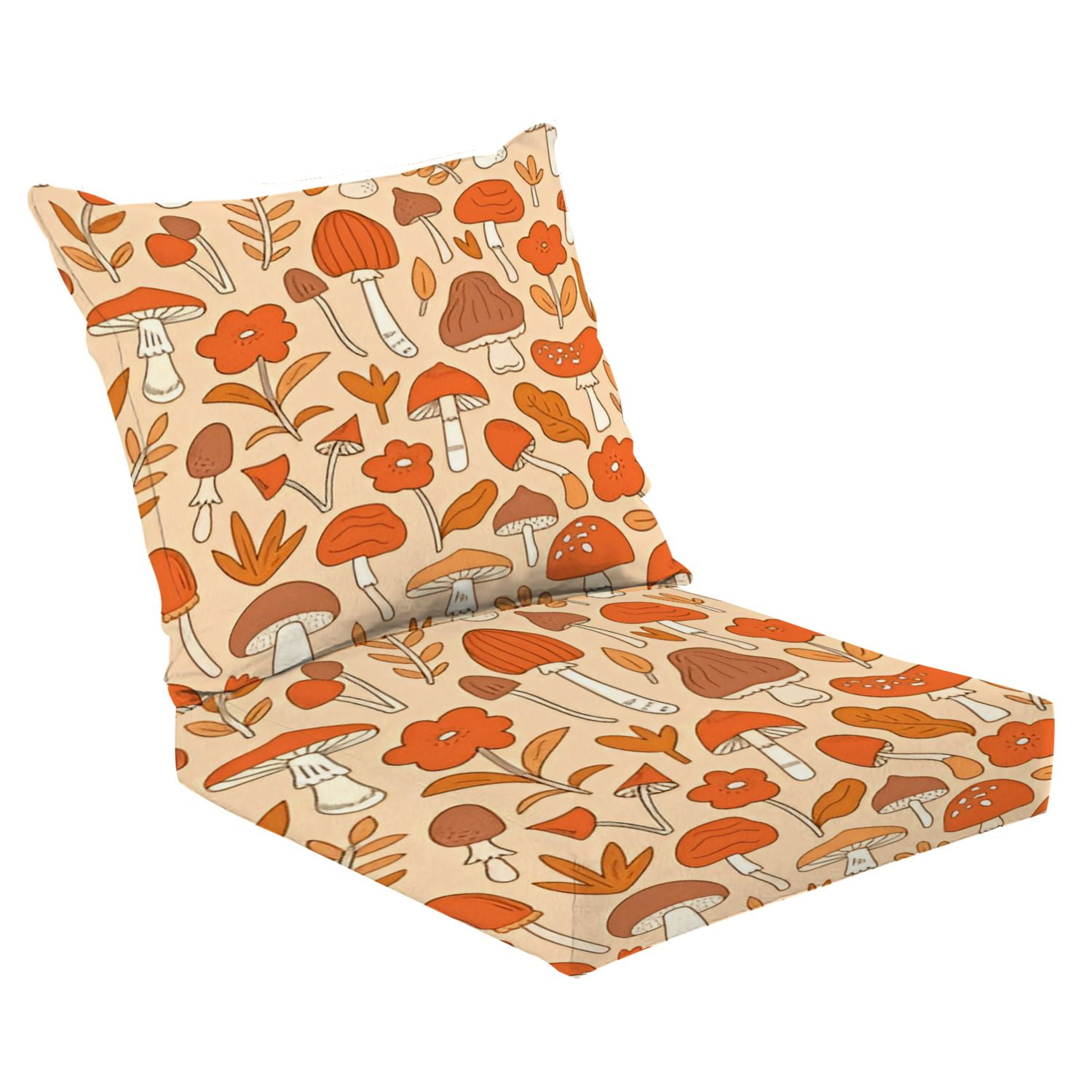 Outdoor Deep Seat Cushion Set 24" x 24" hand drawn mushroom seamless ...