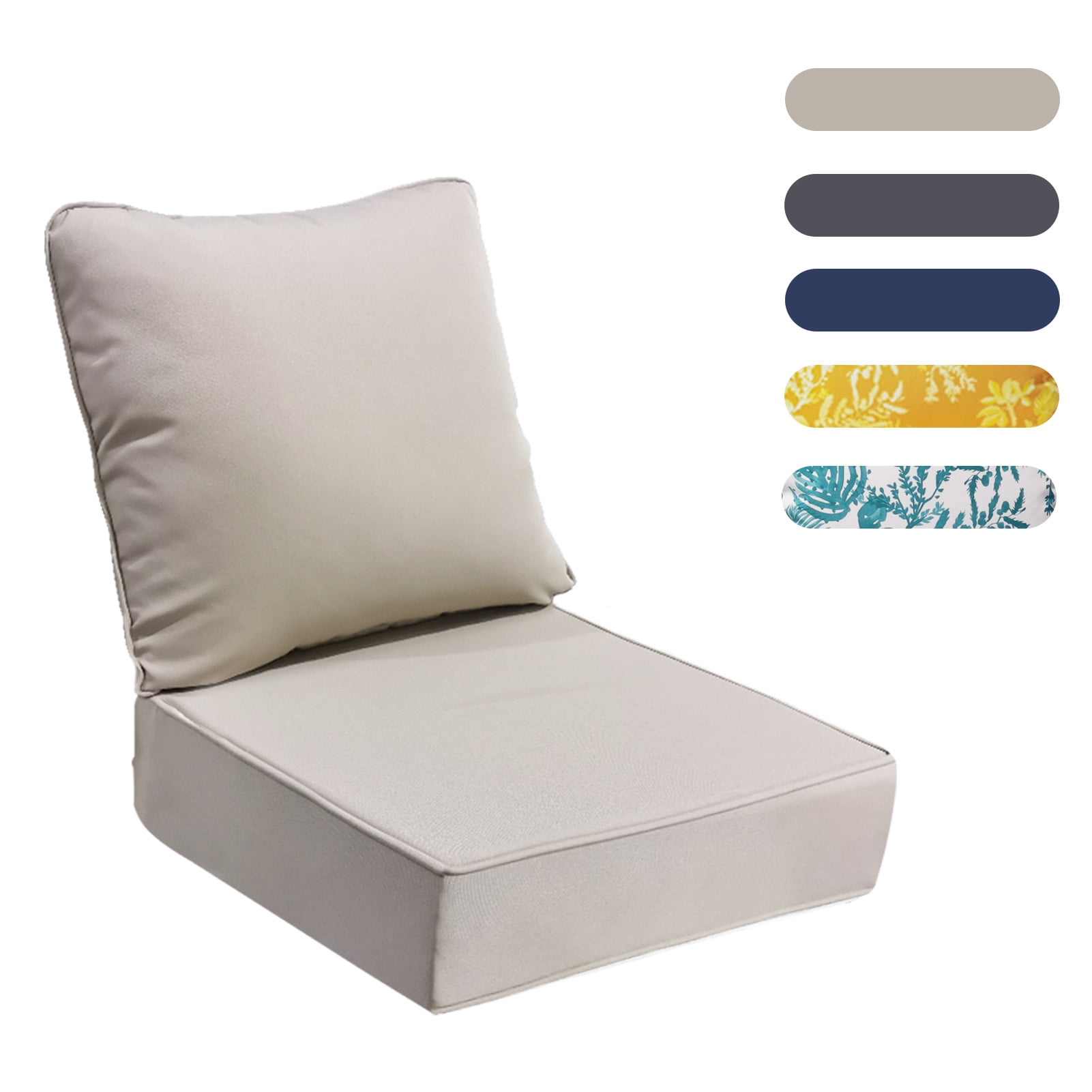 Outdoor Deep Seat Cushions Set, 24x24x6 inch, Fade Resistant ...