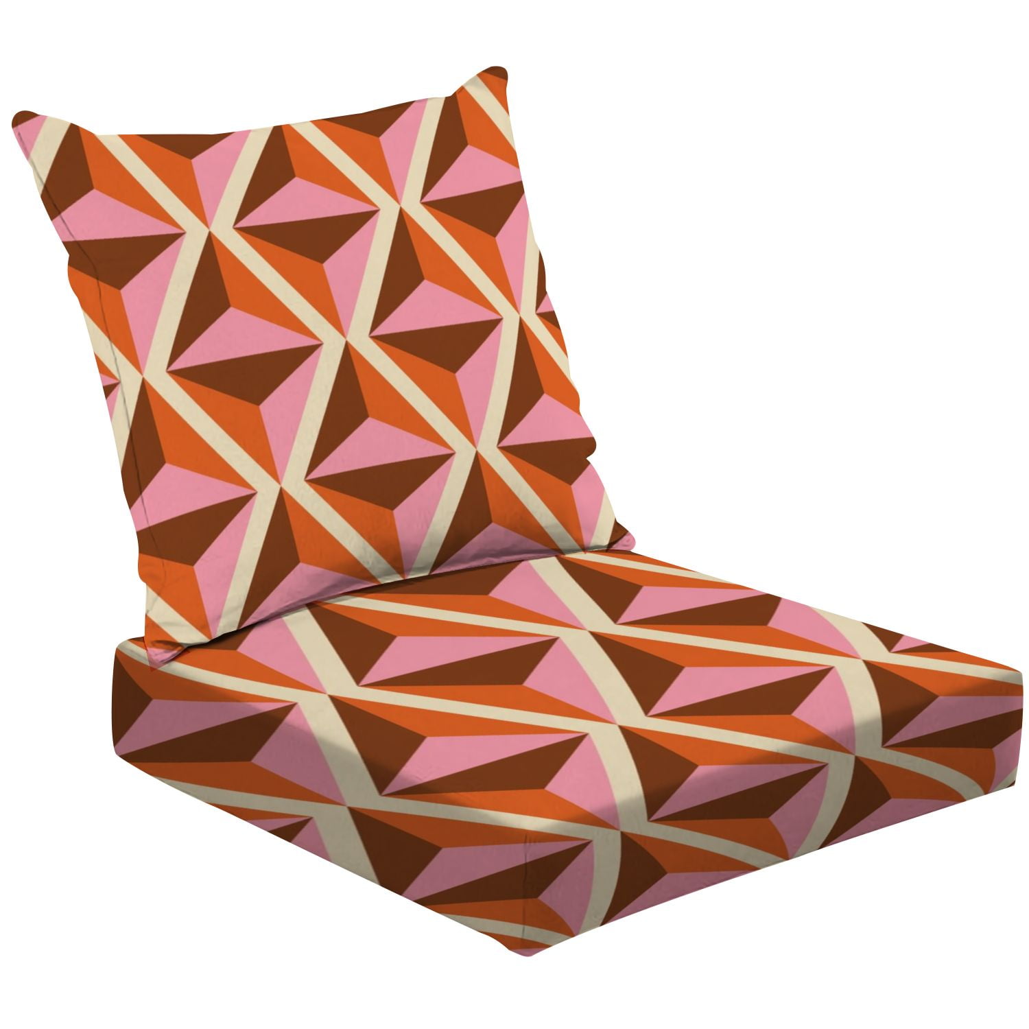 Outdoor Deep Seat Cushions Set 70s Retro Geometric Seamless Pattern ...