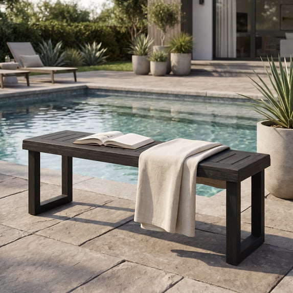 Outdoor Dining Bench, Solid Acacia Wood Rest Bench for Patio Garden ...
