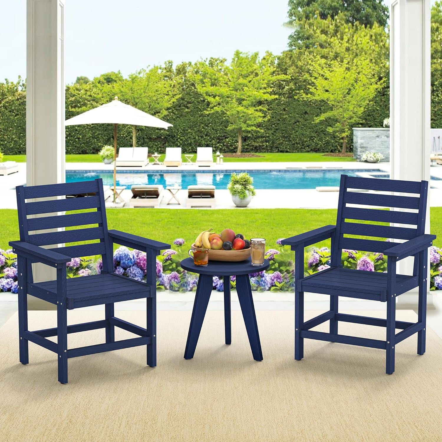 Outdoor Dining Chair Set of 4, HDPE Weather Chairs with Armrest, 18 ...