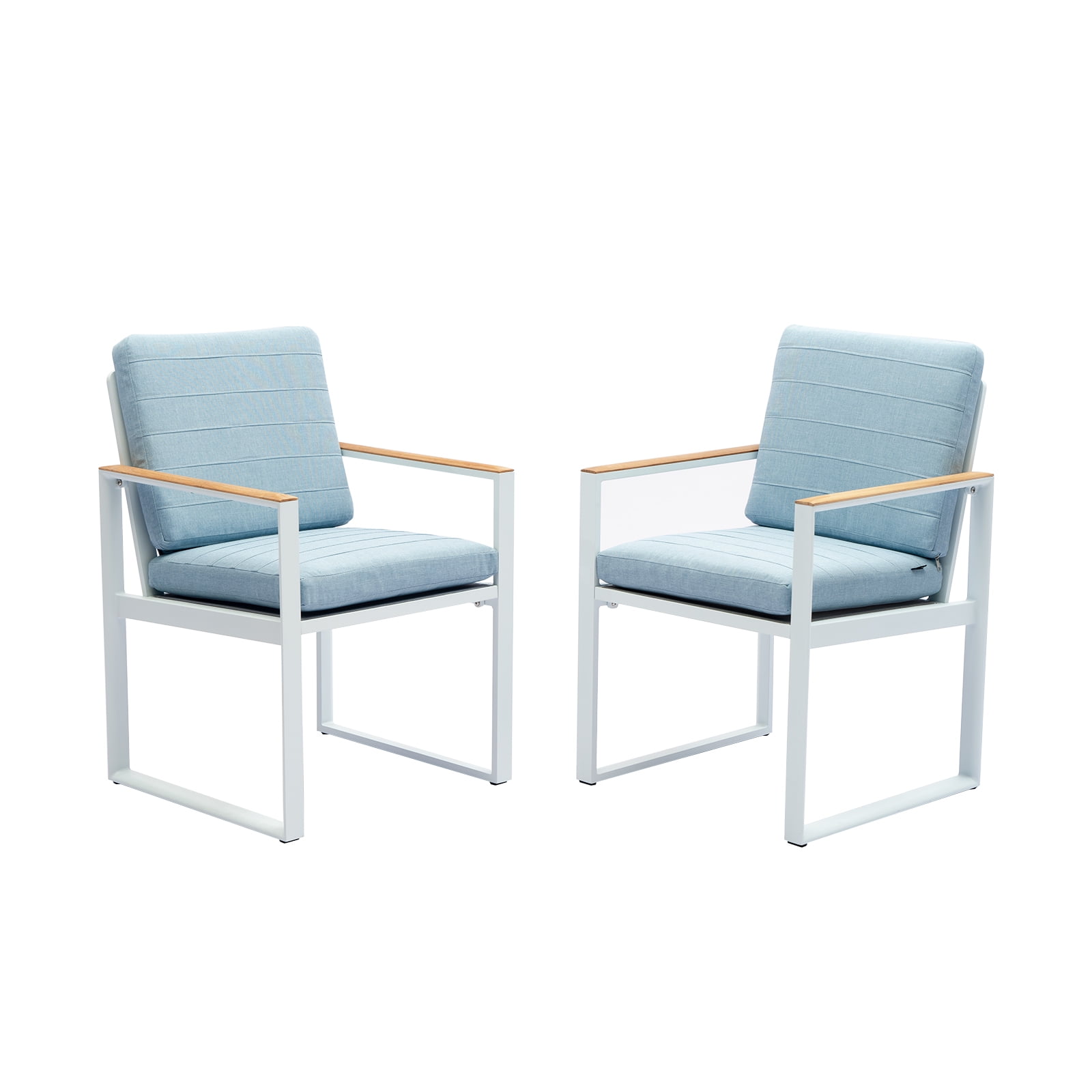 Outdoor Dining Chairs Set of 2 with Teak Armrest 2 Pieces Chair ...