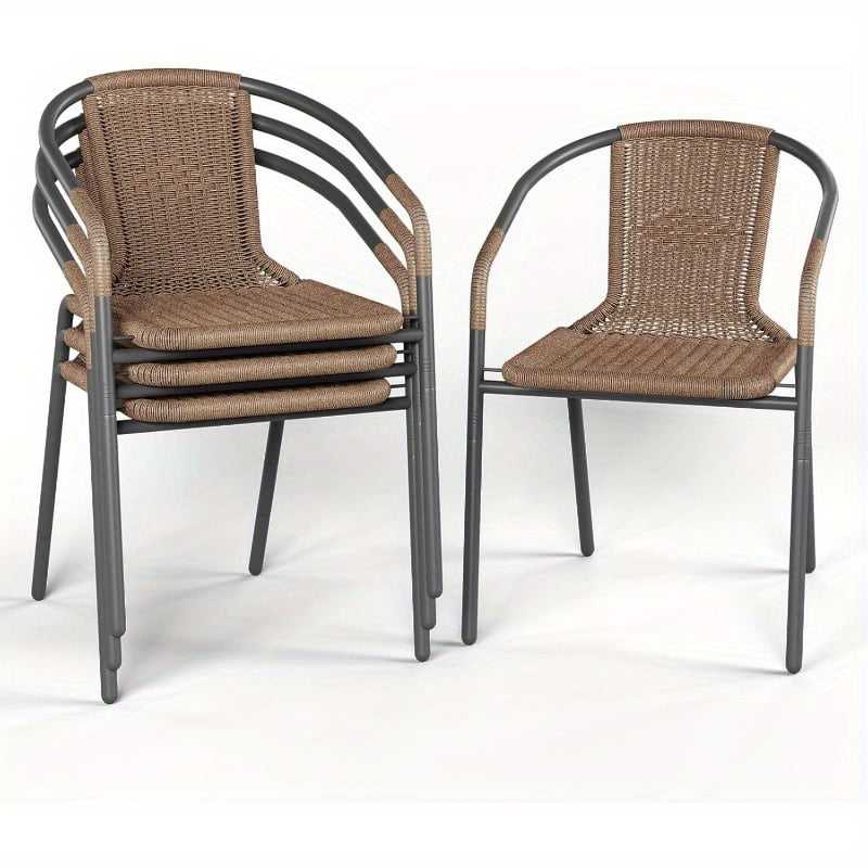 Outdoor Dining Chairs Set of 4 Rattan Patio Chairs Wicker Stacking ...