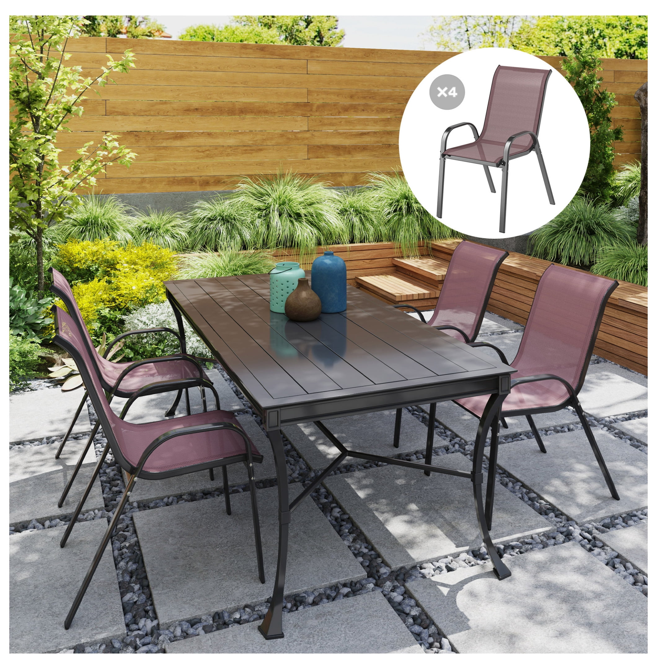 Outdoor Dining Chairs Set of 4, Stackable Patio Chairs High Back ...