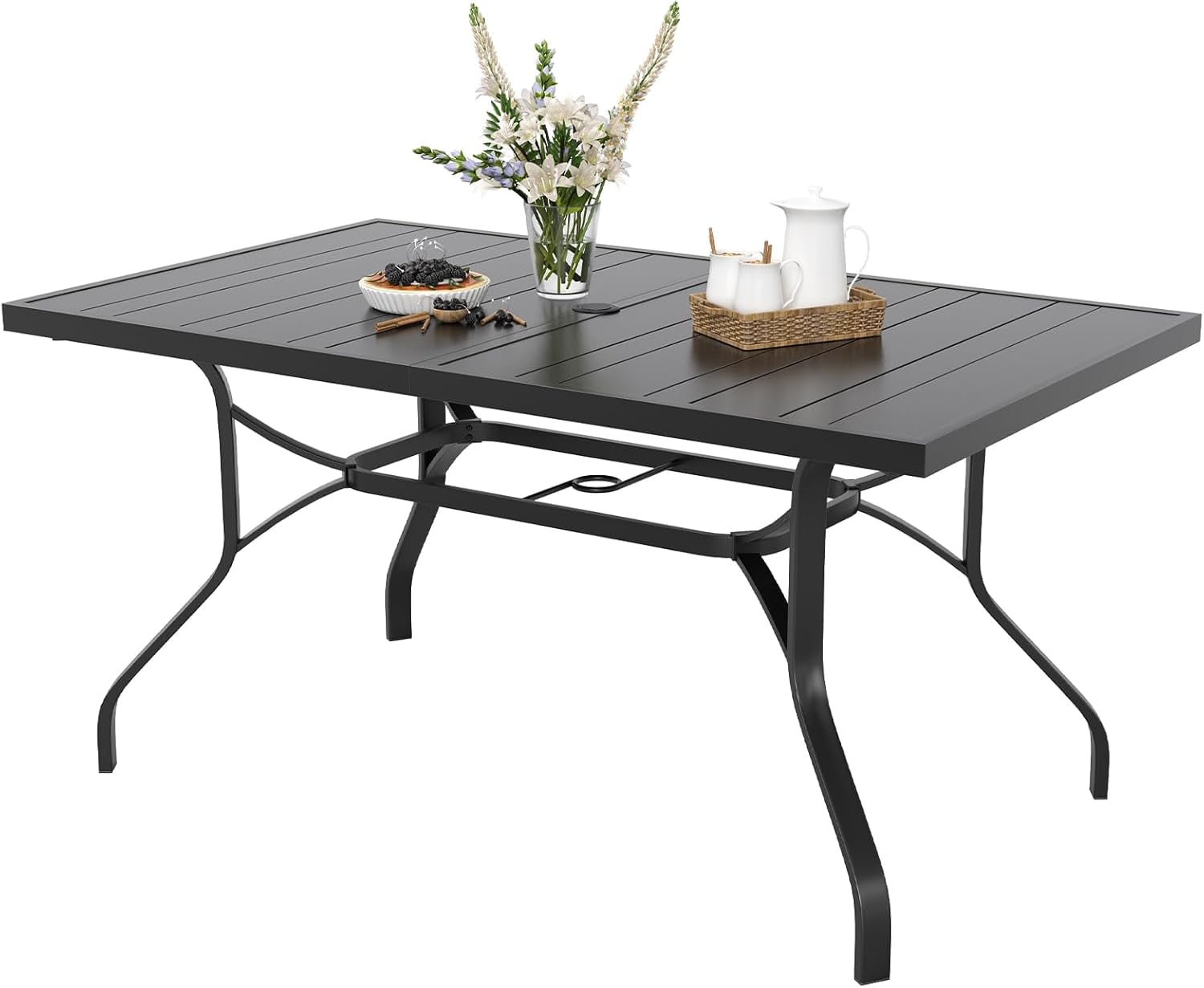 Outdoor Dining Table 60"x35", Rectangle Patio Dining Table with 1.57 ...