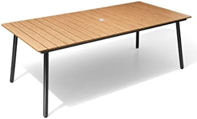 Outdoor Dining Table, 82.7 inch Patio Dining Table with Wooden-Like Top ...