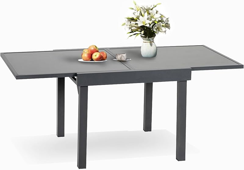 Outdoor Dining Table Glass Top Patio Dining Table, Outdoor Aluminum ...