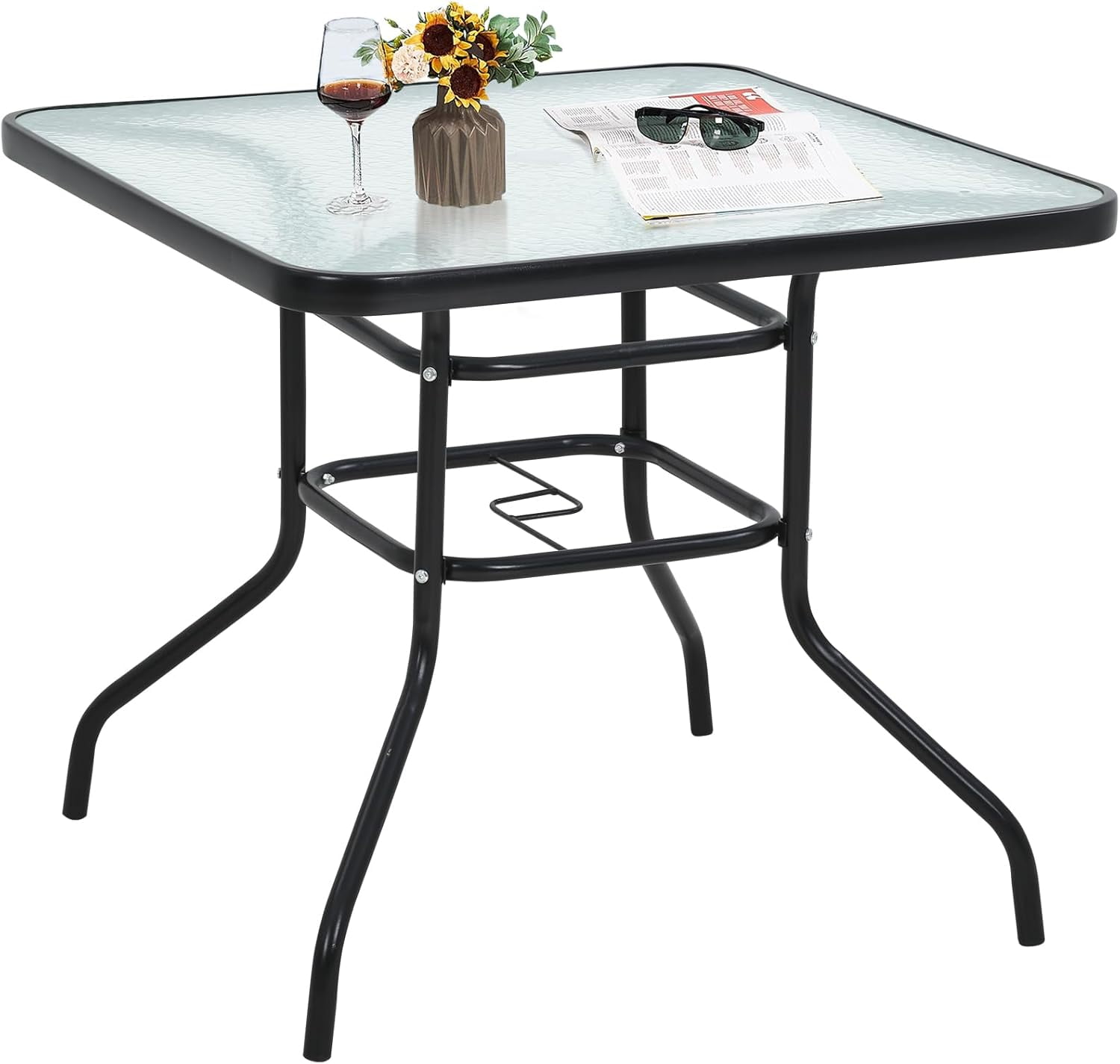 Outdoor Dining Table with Umbrella Hole 32 Square Patio Table Outdoor ...