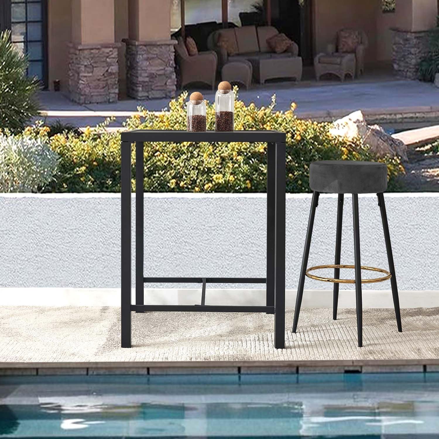 Outdoor Dining Table, Weather Resistant Patio Bar Table, 36.5'' Height ...