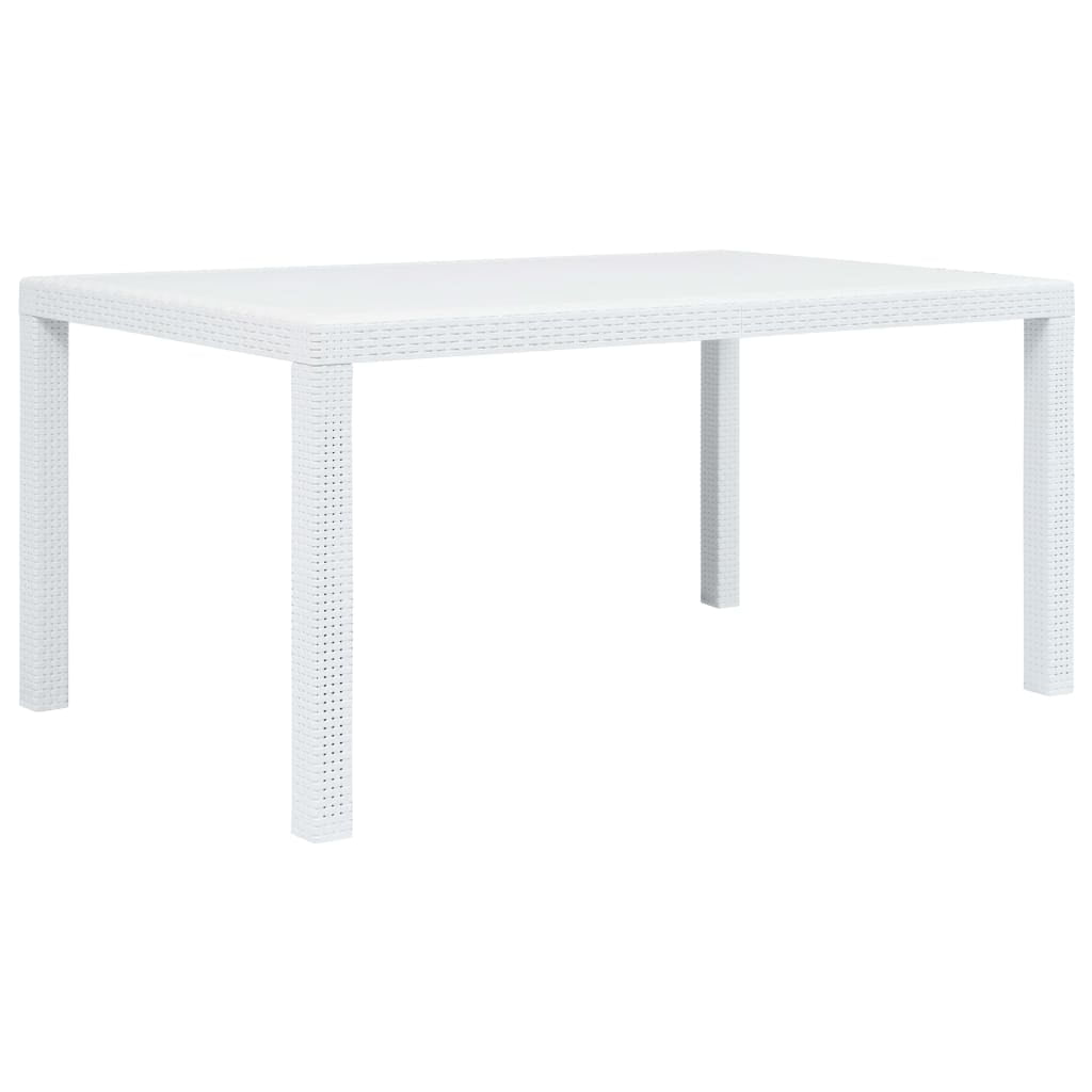 Outdoor Dining Table White 59x35.4x28.3 in Plastic Rattan Style ...