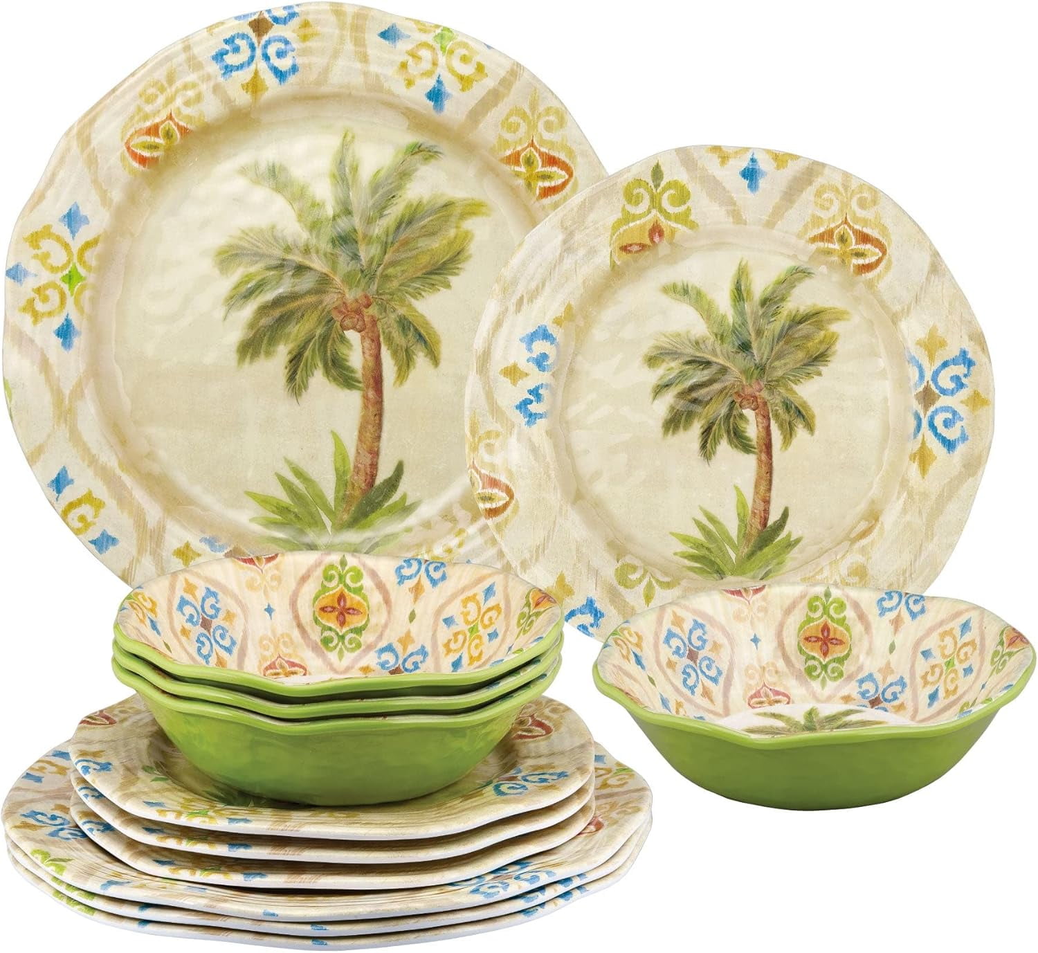 Outdoor Dishes Set, Plates and Bowls Sets, Service for 4, Multicolor ...