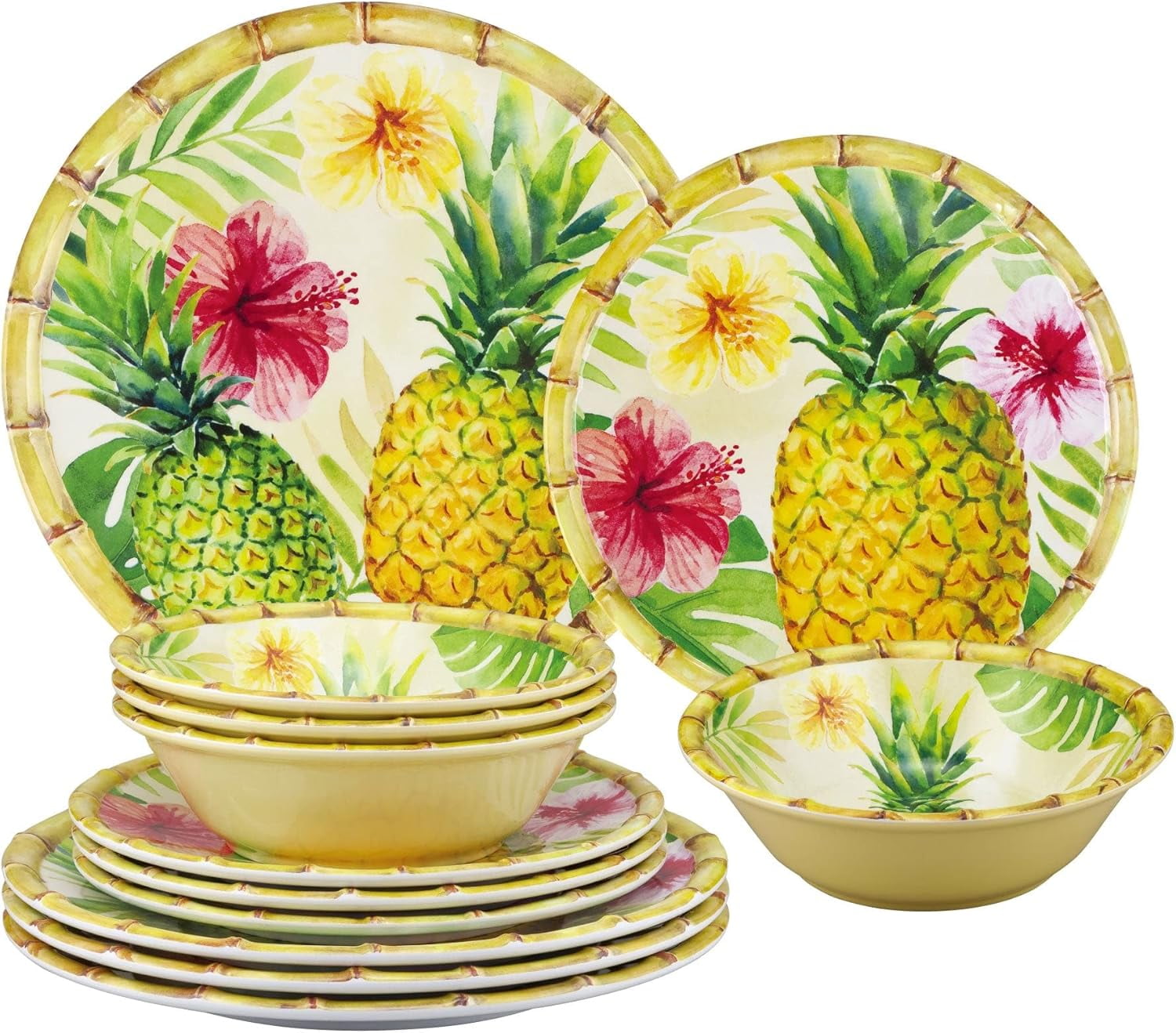 Outdoor Dishes Set, Plates and Bowls Sets, Service for 4, Multicolor ...