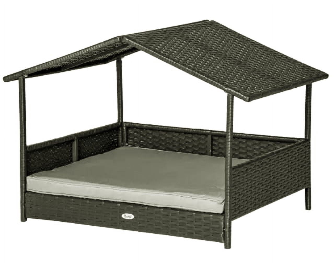 DOG BED Outdoor Dog Bed Gazebo, Wicker Design, Waterproof Cover, Small ...