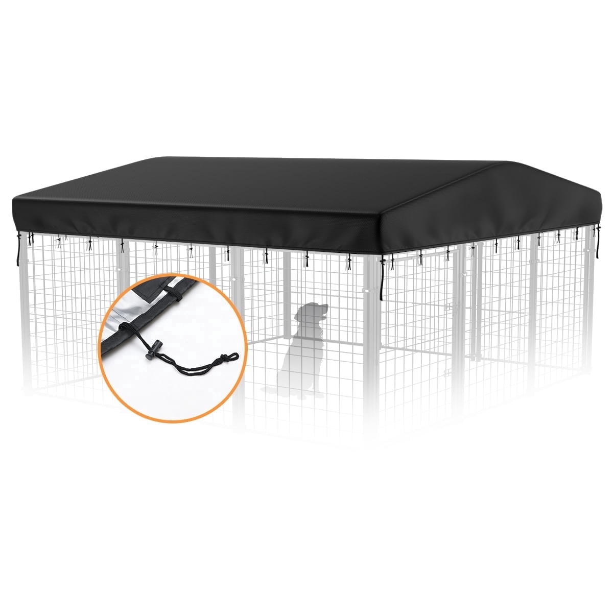 DOMIPET Outdoor Dog Kennel Roof Cover with Elastic Cords, Heavy Duty ...
