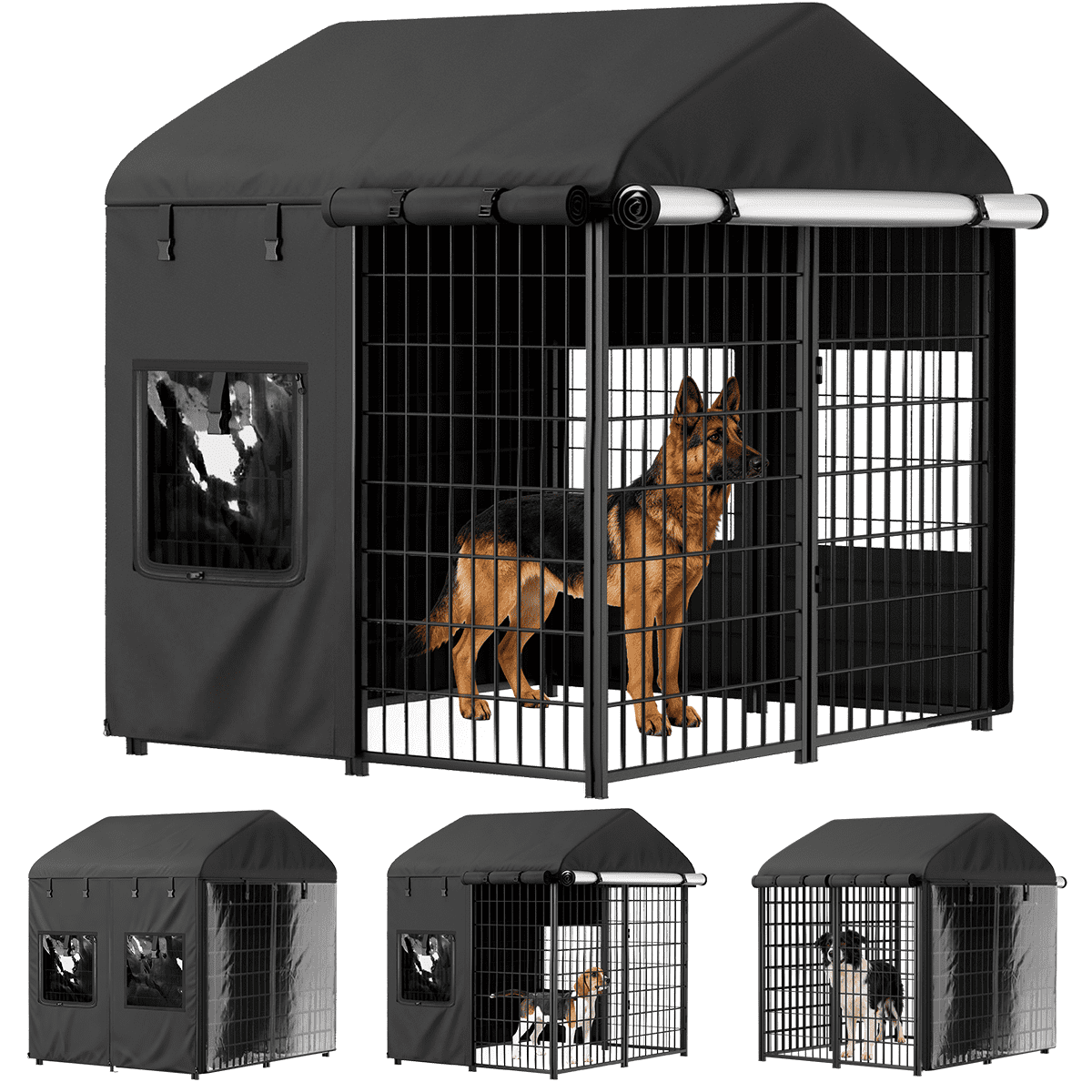 DOMIPET Outdoor Dog Kennel Cover - Full Coverage for 4.2'Dx4.2'Wx4.5'H ...