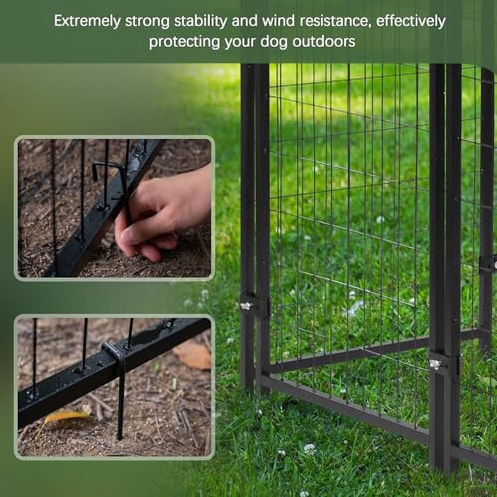 Outdoor Dog Kennel with Roof, Dog Kennel Outside with 2 Dog Bowls ...