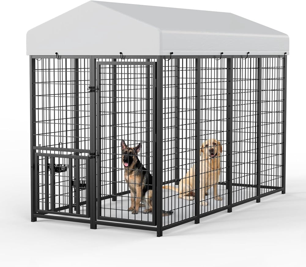 Outdoor Dog Kennel for Large Dogs, Outdoor Dog Enclosure with Rotating ...