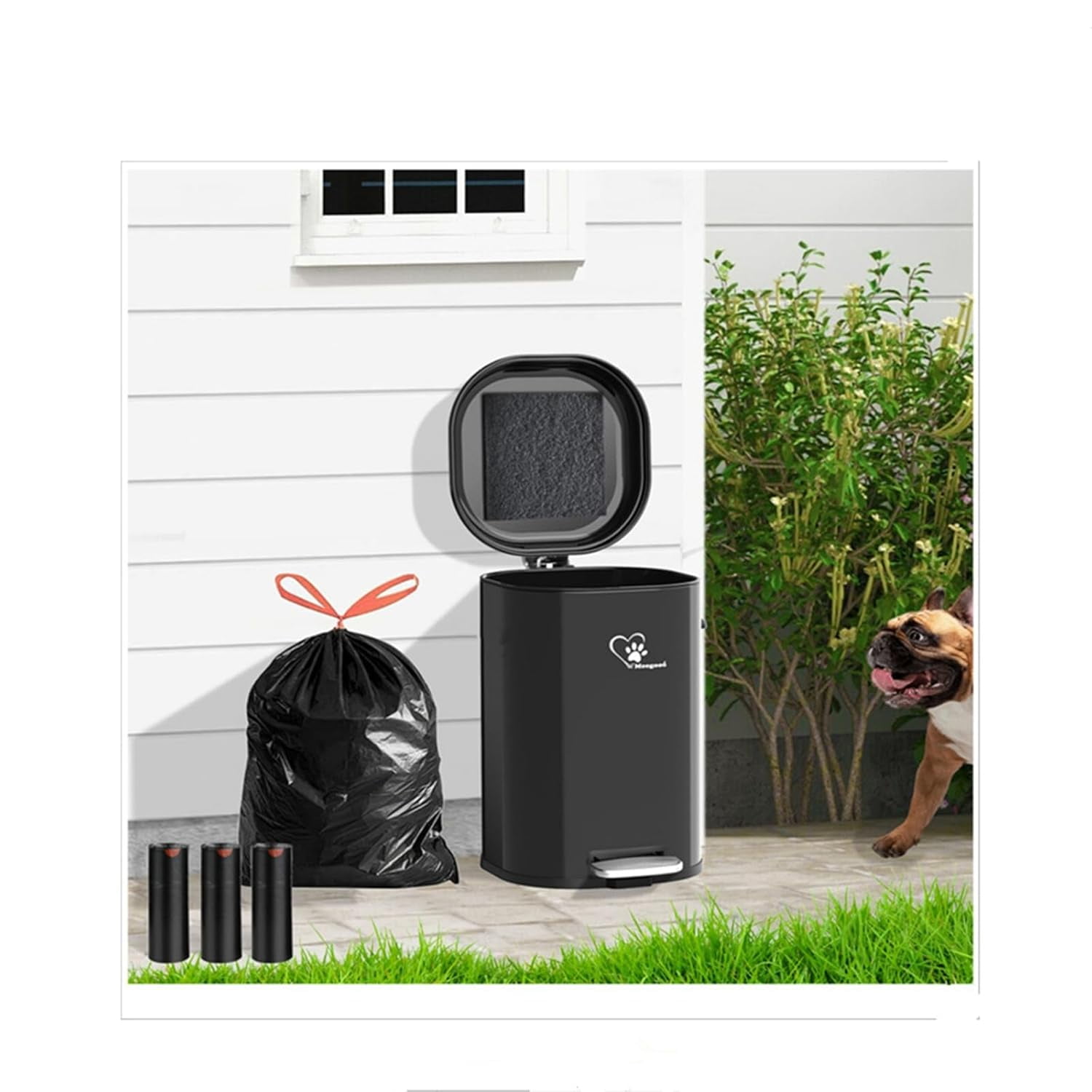 Outdoor Dog Poop Trash Can with Activated Charcoal Filter for Odor ...
