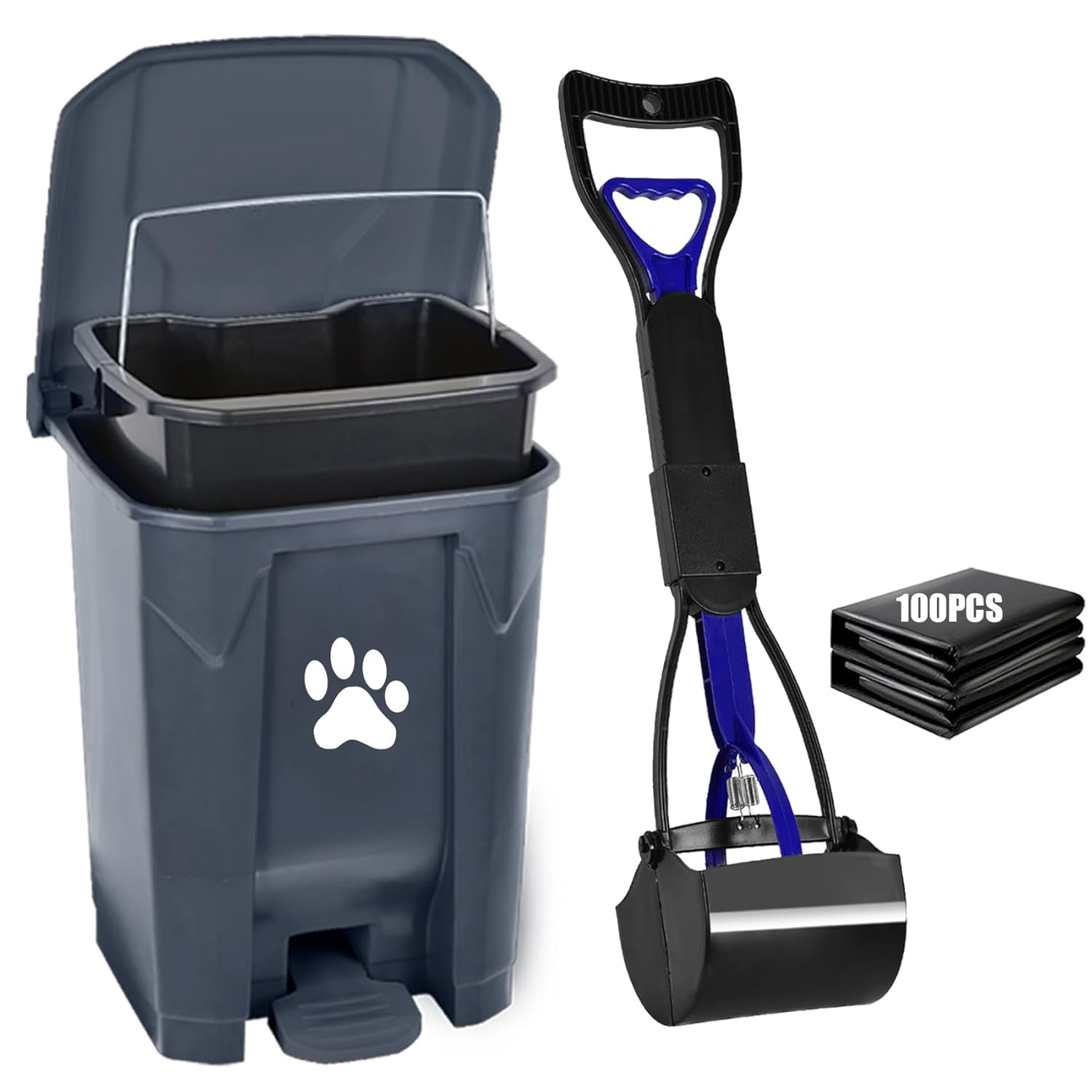 Outdoor Dog Poop Trash Can Dog Waste Trash Can with Lid and Removable ...