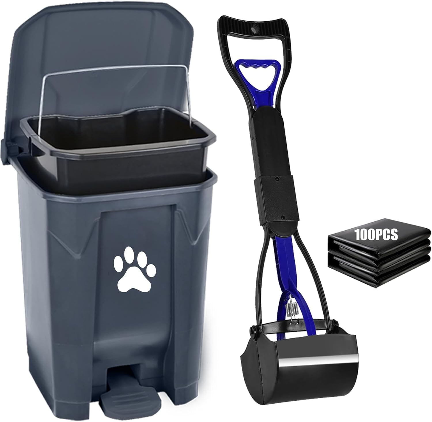 Outdoor Dog Poop Trash Can Dog Waste Trash Can with Lid and Removable ...