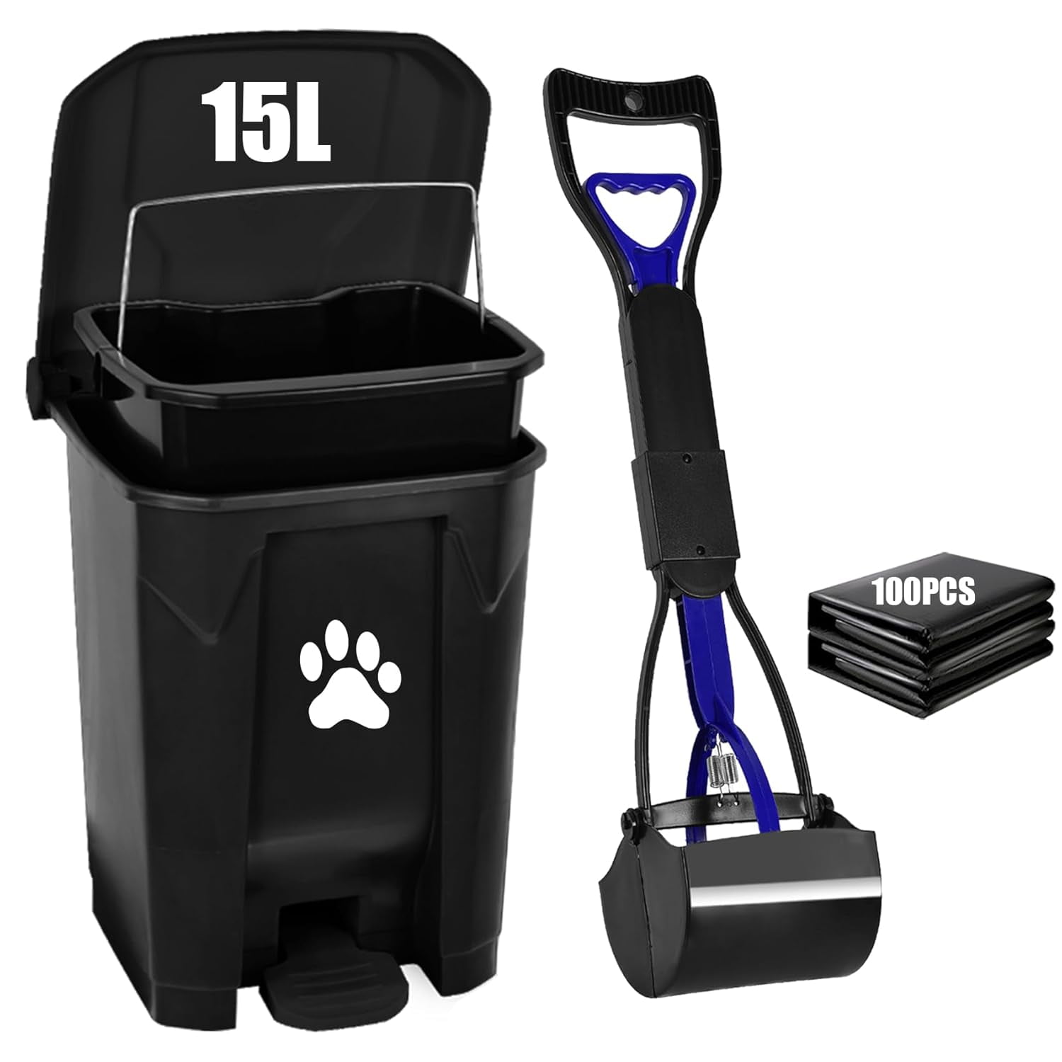 Outdoor Dog Poop Trash Can with Lid, Pet Waste Container Dog Waste ...