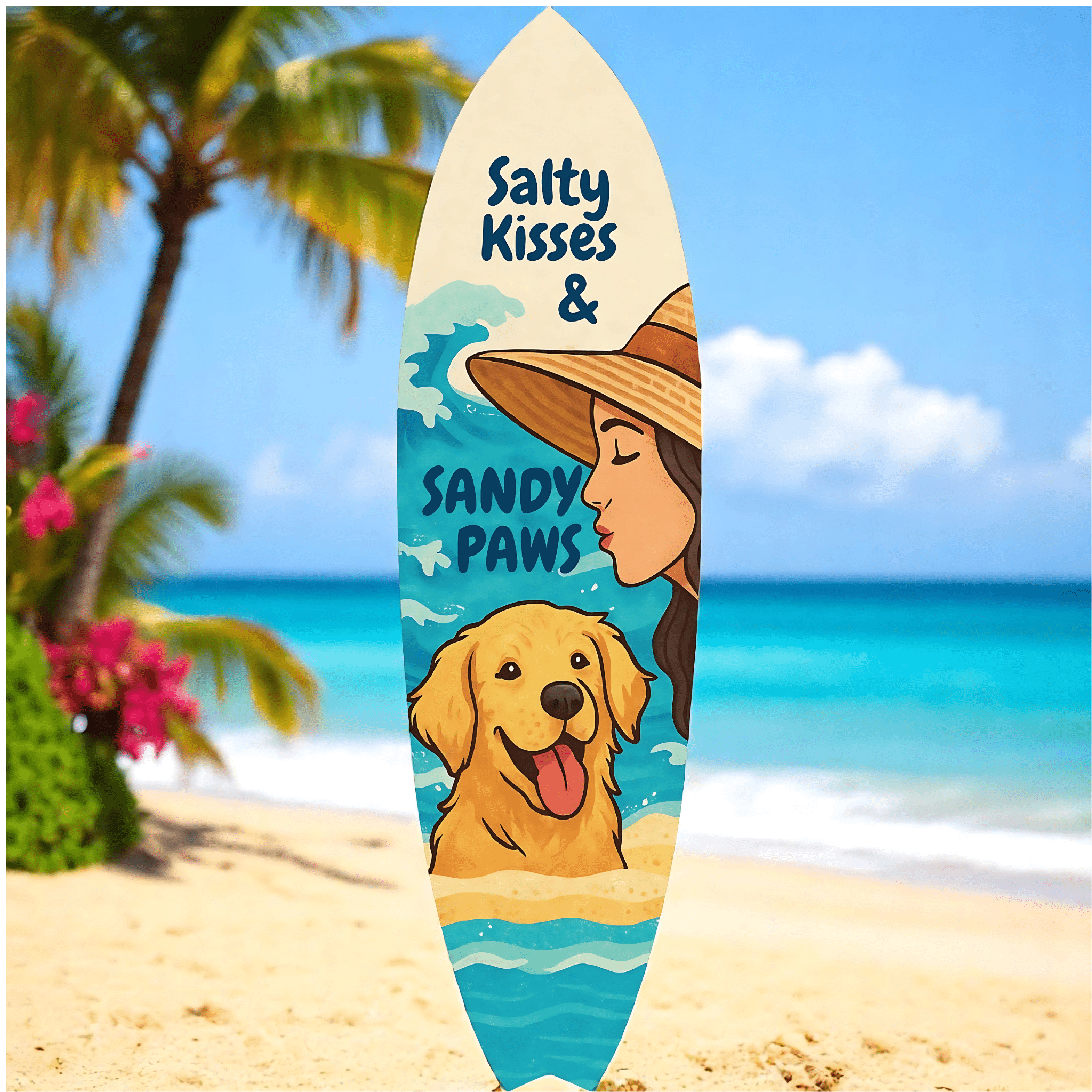 Outdoor Dog Surfboard Wall Decor, Pet Wall Art for Porch, Pool, Fence ...