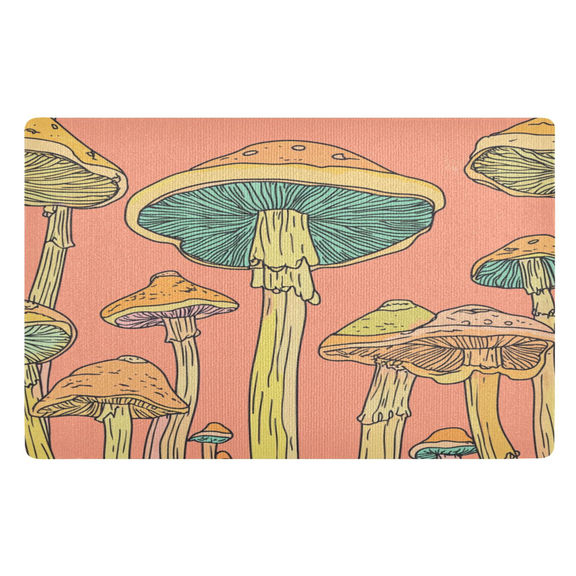Outdoor Doormats with Non-Slip TPE Backing Anime Mushroom Pattern ...
