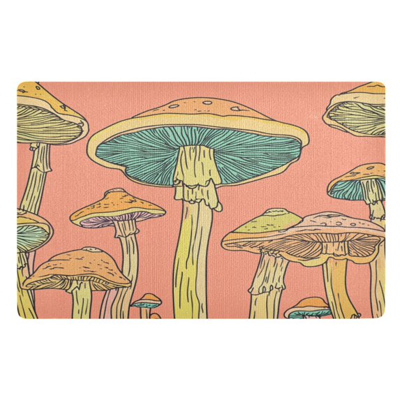 Outdoor Doormats with Non-Slip TPE Backing Anime Mushroom Pattern ...