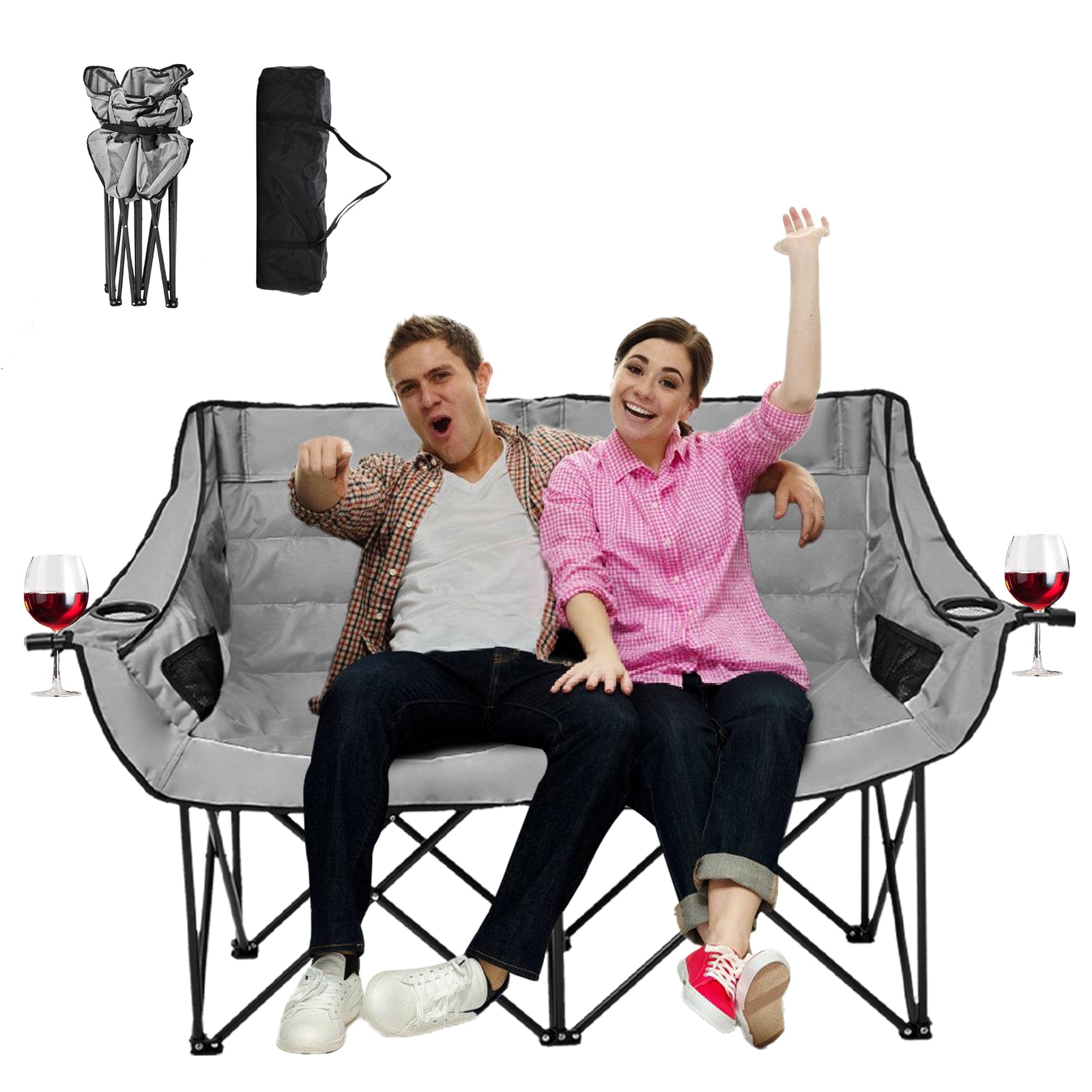 Outdoor Double Camping Chair Oversized Loveseat Camping Couch Folding ...