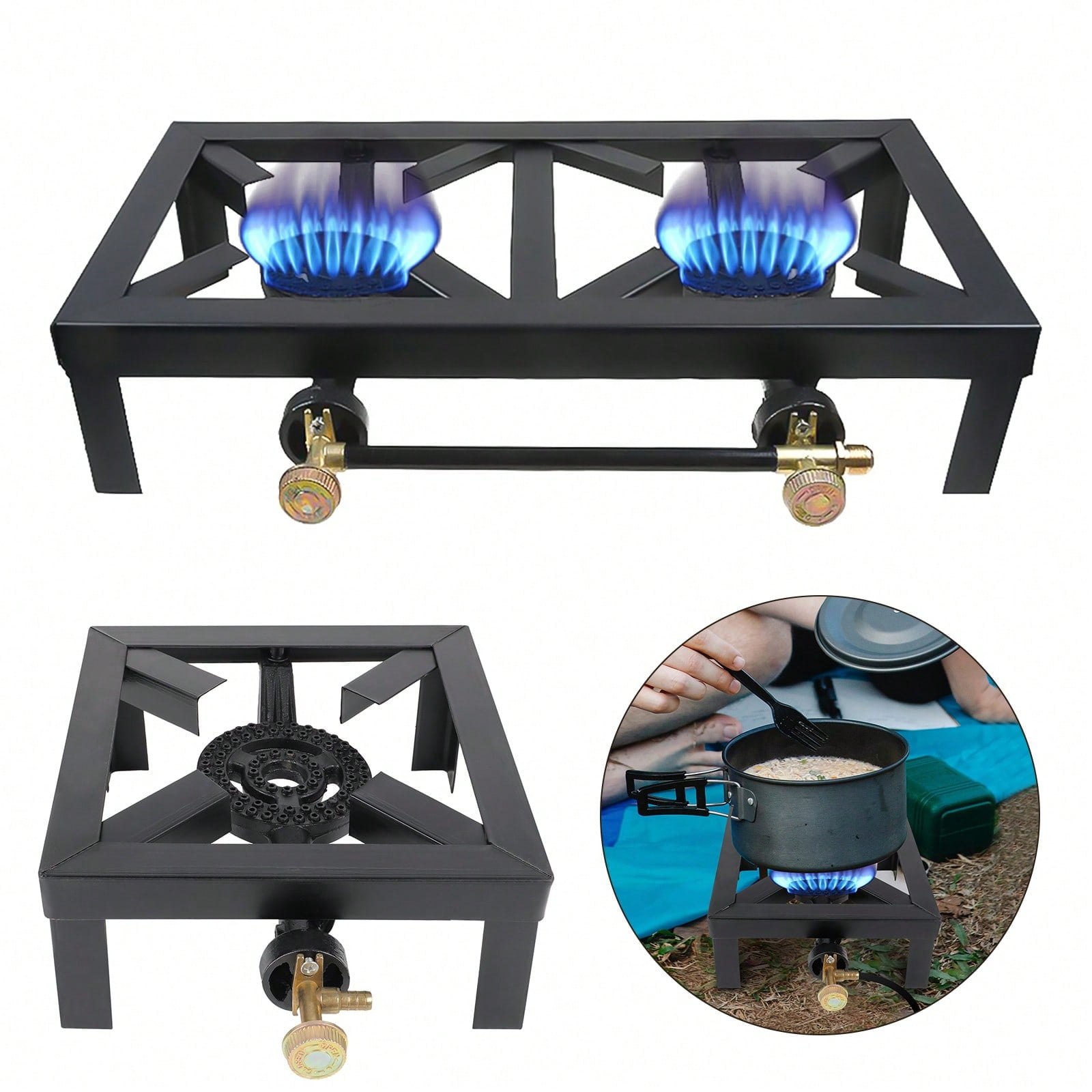 Outdoor Double/Single Gas Stove Portable Camping Burner Propane Gas LPG ...