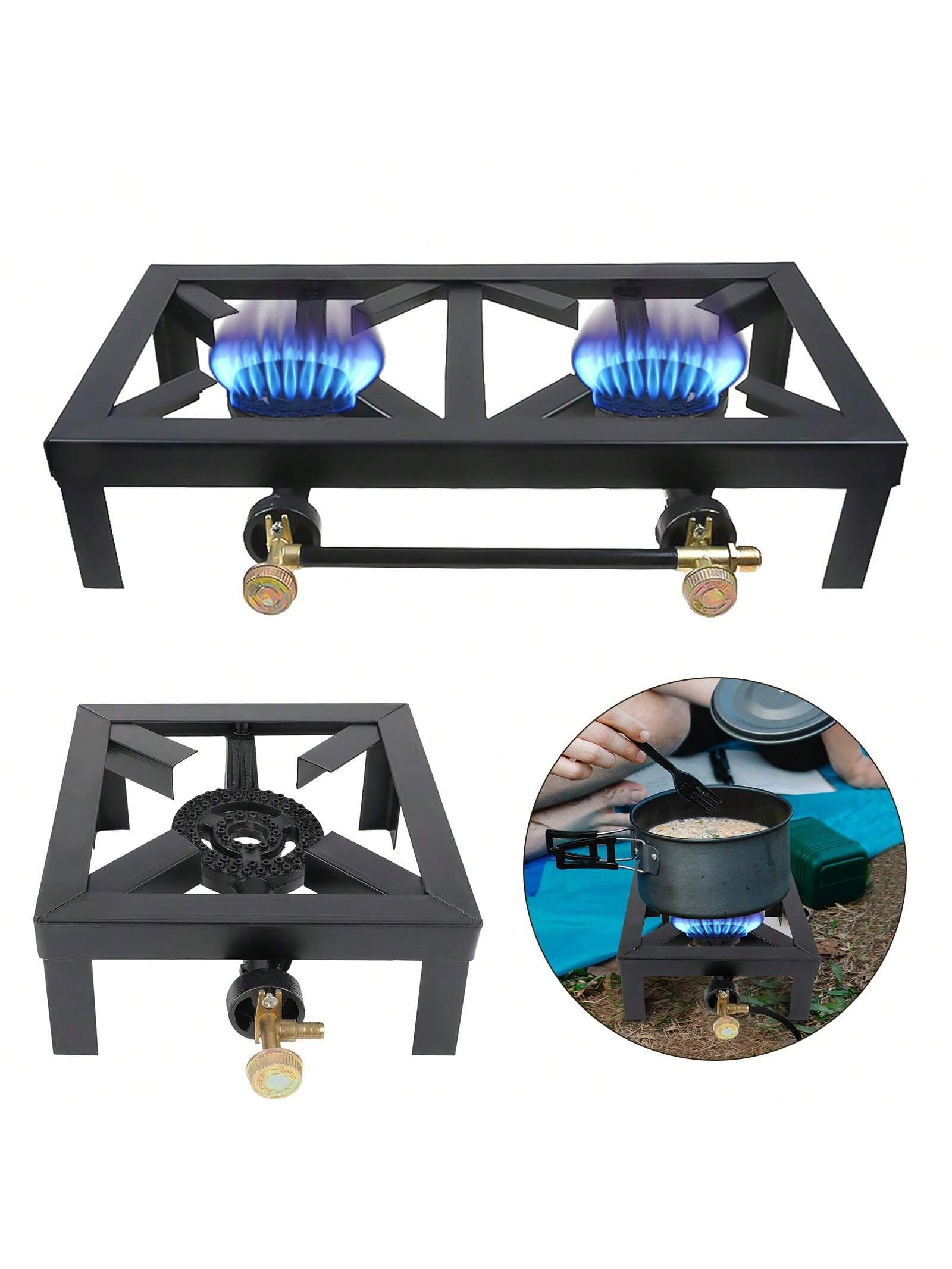 Outdoor Double/Single Gas Stove Portable Camping Burner Propane Gas LPG ...
