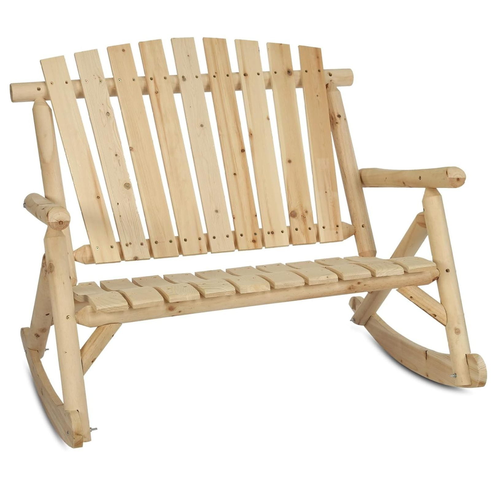 Outdoor Double Wooden Rocking Bench, Adirondack Porch Rocker Chair for ...