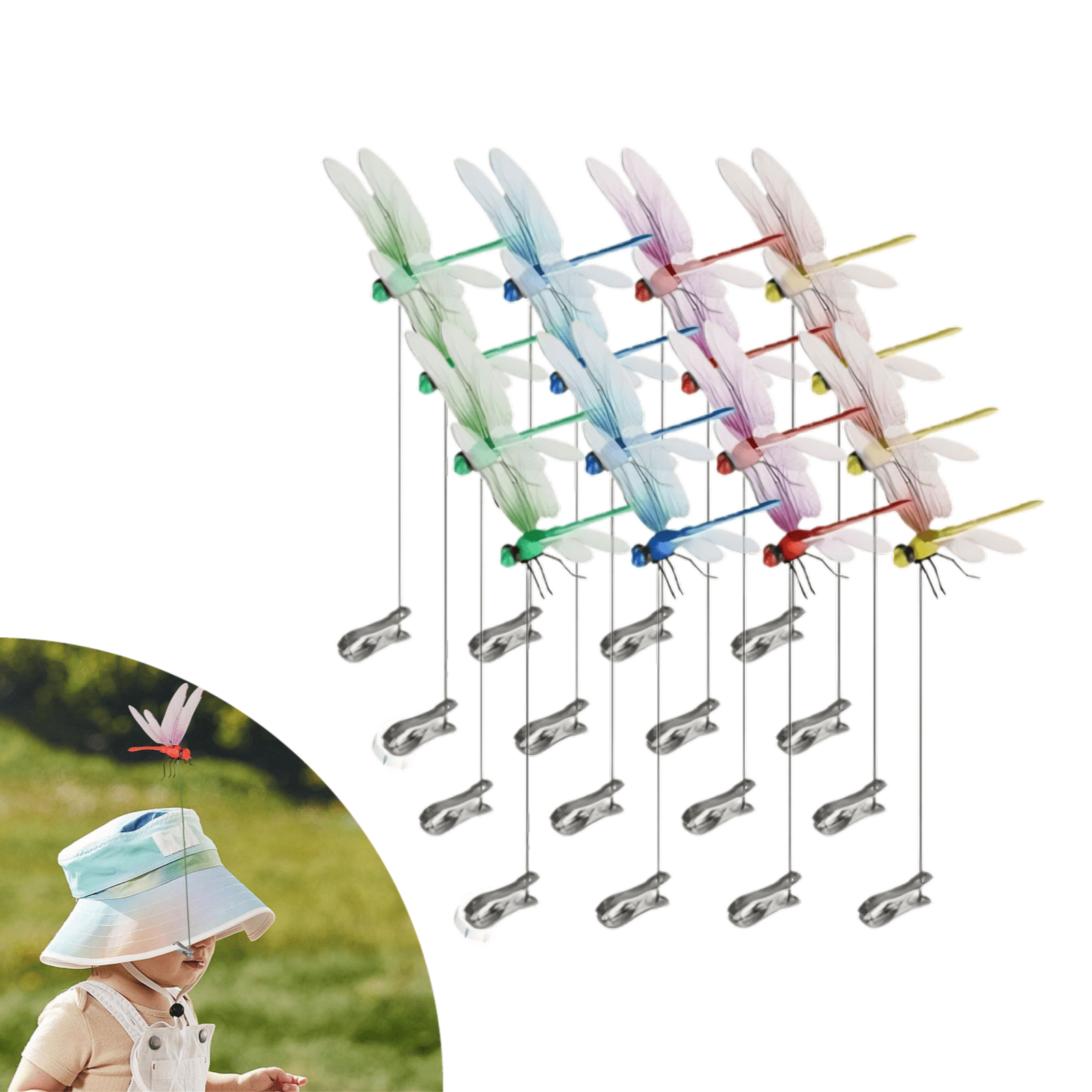 Dragonfly Clip Bug Repellent Outdoor 3D Lifelike Artificial Garden ...