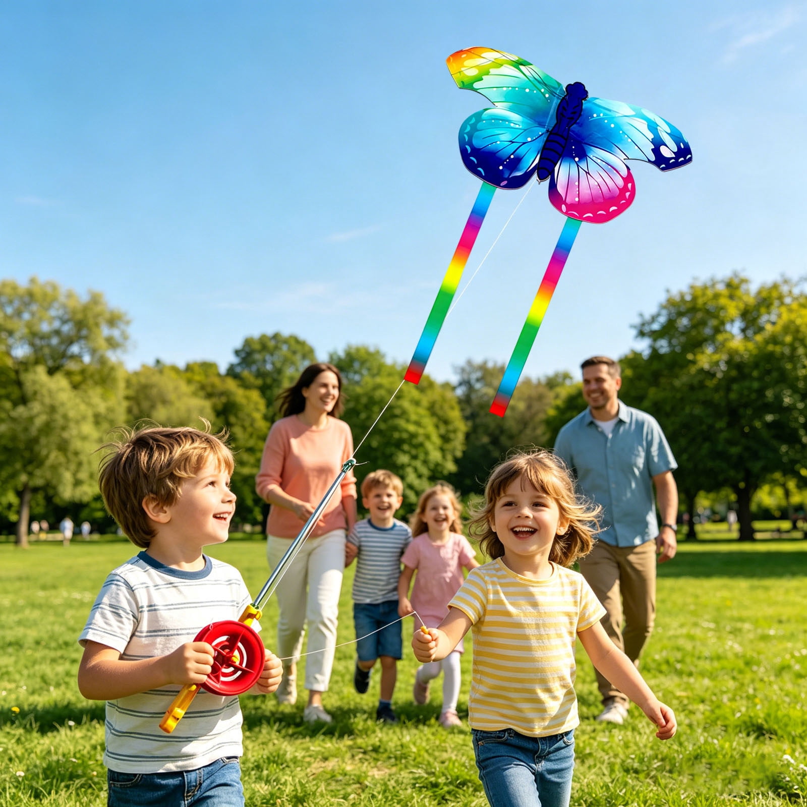 Outdoor Dynamic Wing Kite Portable Flying Toy with Rod and Line for ...