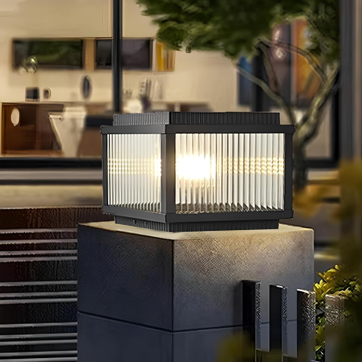 Outdoor E26 Post Light Fixture IP65 Waterproof Column Light Glass Fence ...