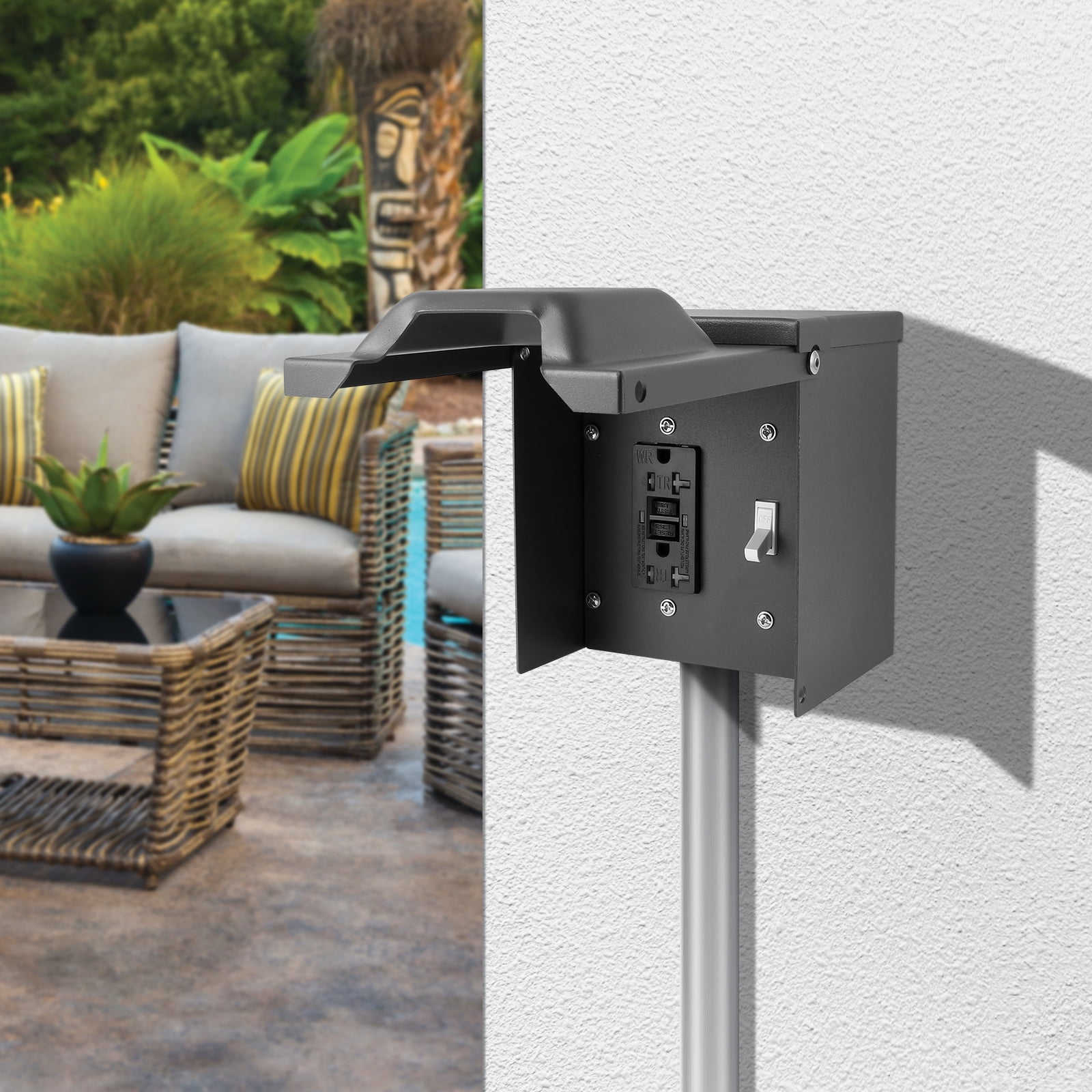Outdoor Electrical Outlet Box with 20 Amp Receptacle and Switch ...