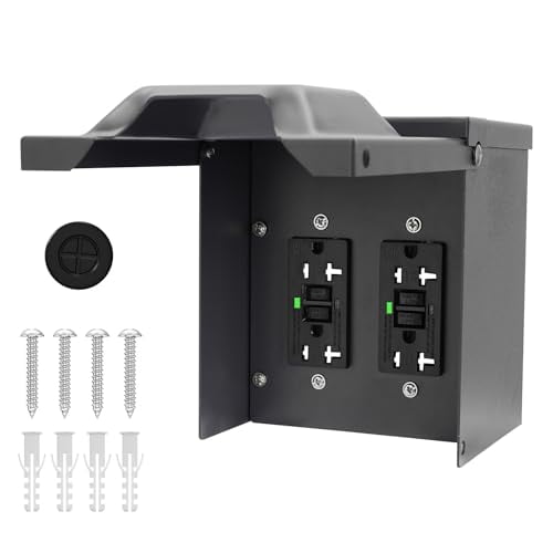 Outdoor Electrical Outlet Box, Weatherproof Dual 20 AMP GFCI ...