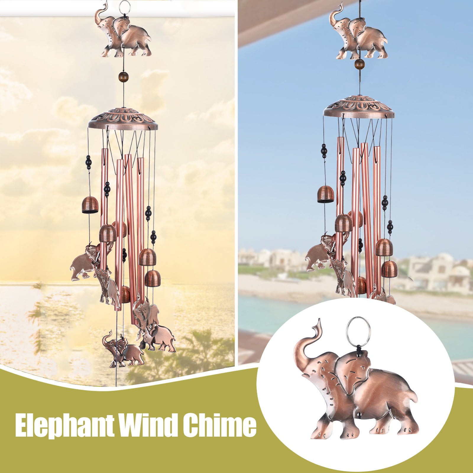 Outdoor Elephant Copper Wind Chimes For External Use Elephant Wind ...