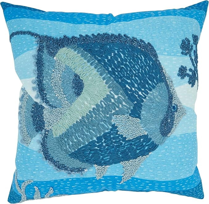Outdoor Embroidered Fish Poly Filled Pillow - Walmart.com