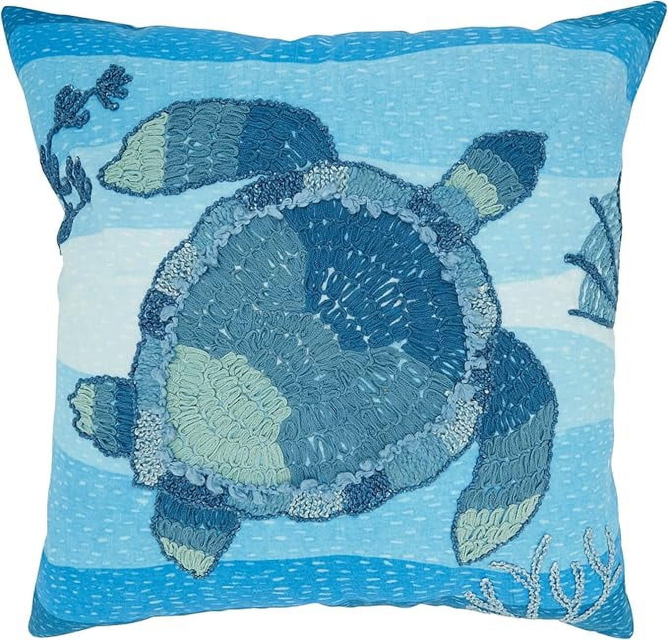 Outdoor Embroidered Turtle Poly Filled Pillow - Walmart.com