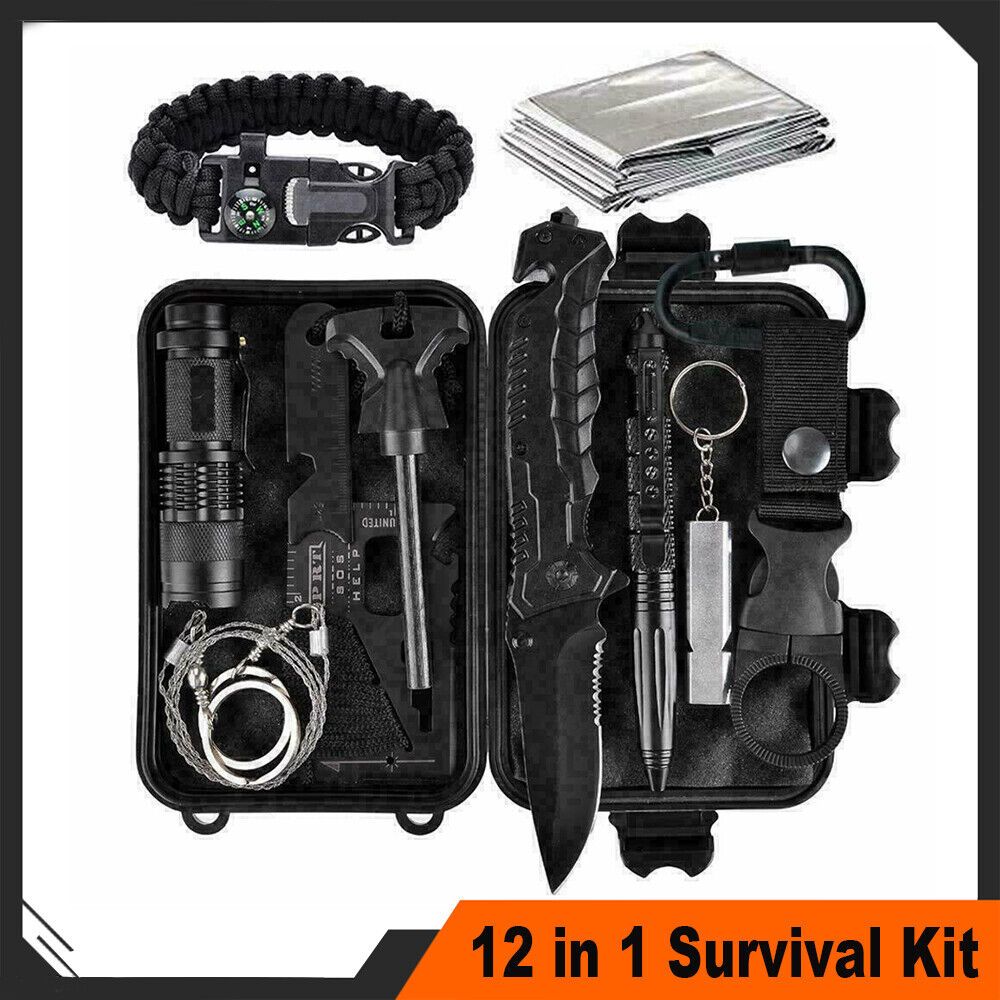 Outdoor Emergency Survival Gear Kit Camping Tactical Tools 12 in 1 SOS ...