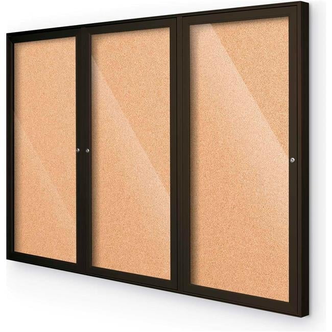 Outdoor Enclosed Bulletin Board Cabinet with 3-Door & Coffee Trim ...