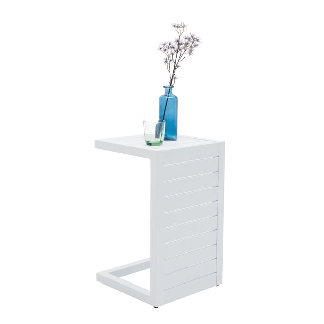 Outdoor End Table Aluminum C-Shaped Side Table Weather Resistant Patio ...
