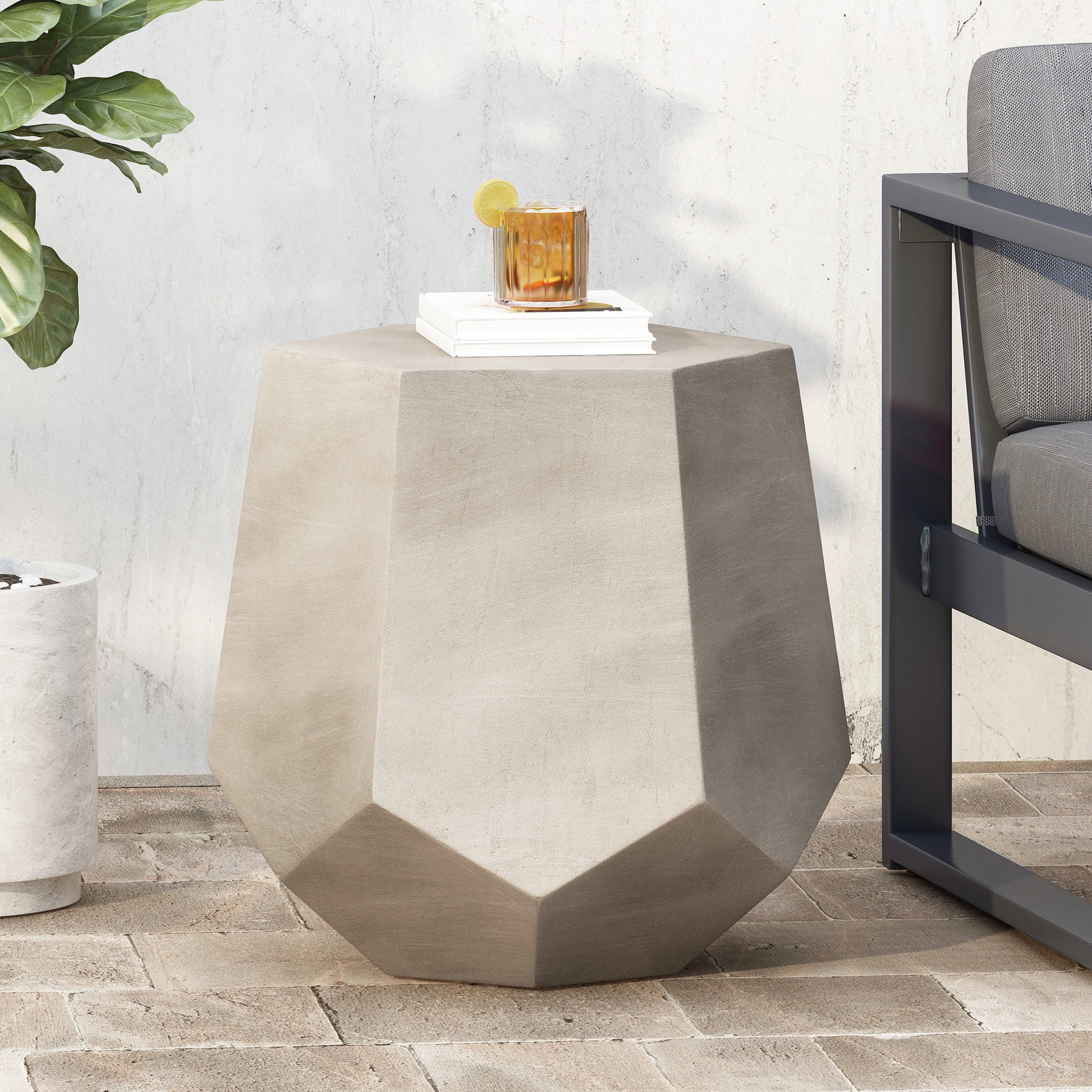 Outdoor End Table | Place Next to Chat Set | Light Grey Color and Solid ...