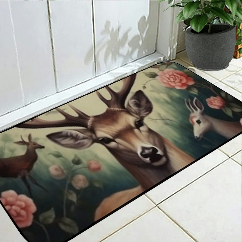 Outdoor Entry Mat, Forest Deer Printed Welcome Mat, Suitable for ...
