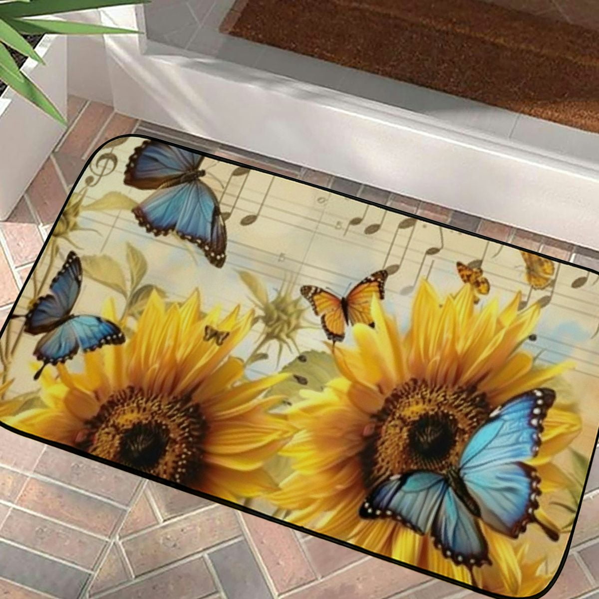 Outdoor Entry Mat, Sunflowers and Printed Welcome Mat, Suitable for ...