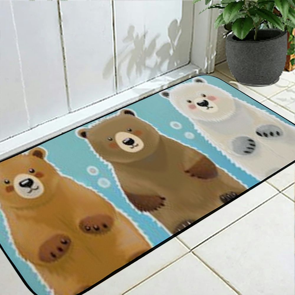 Outdoor Entry Mat, Three Cute Bears Printed Welcome Mat, Suitable for ...