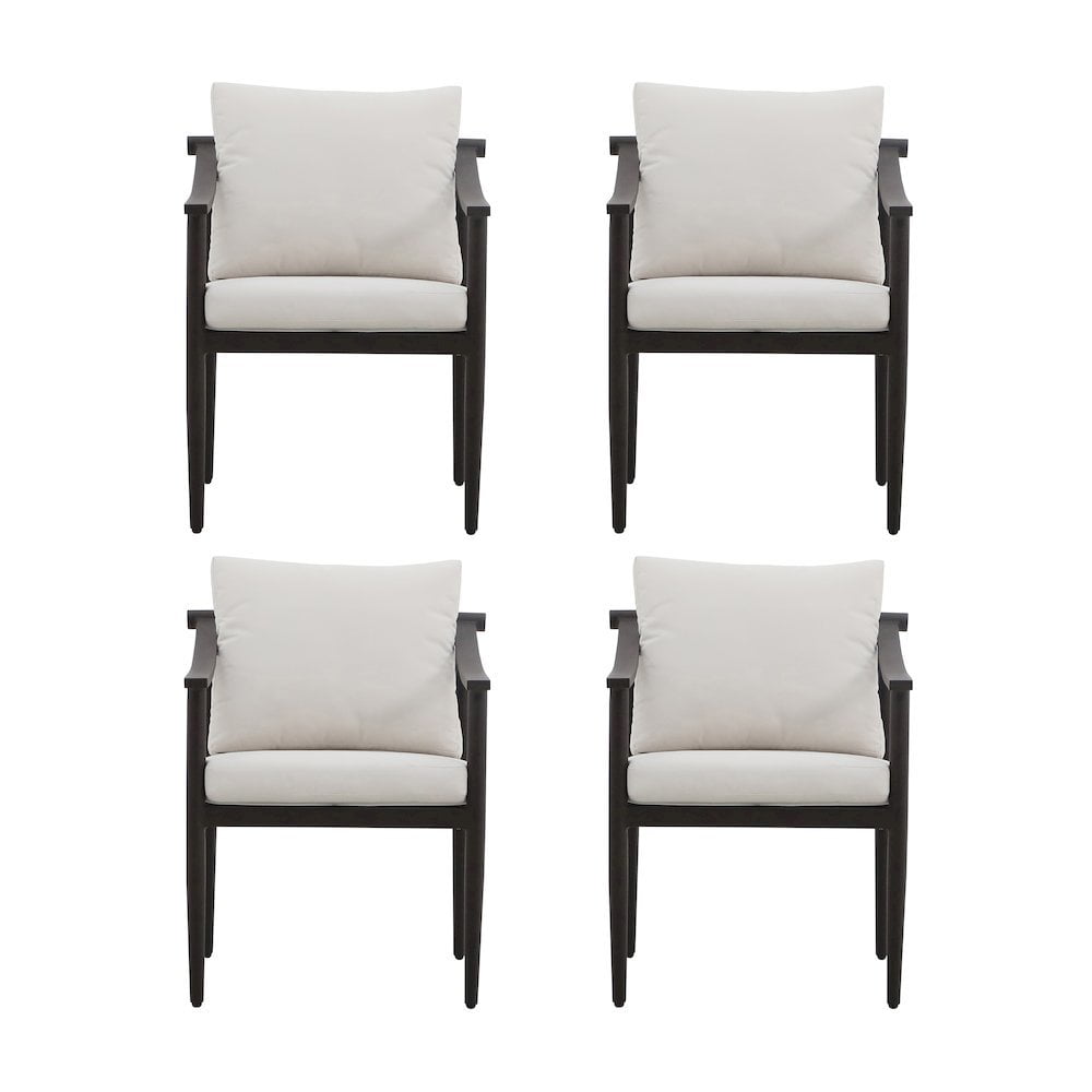 Outdoor Escape Metal Patio Chairs Set of 4, Outdoor Chairs with Ivory ...