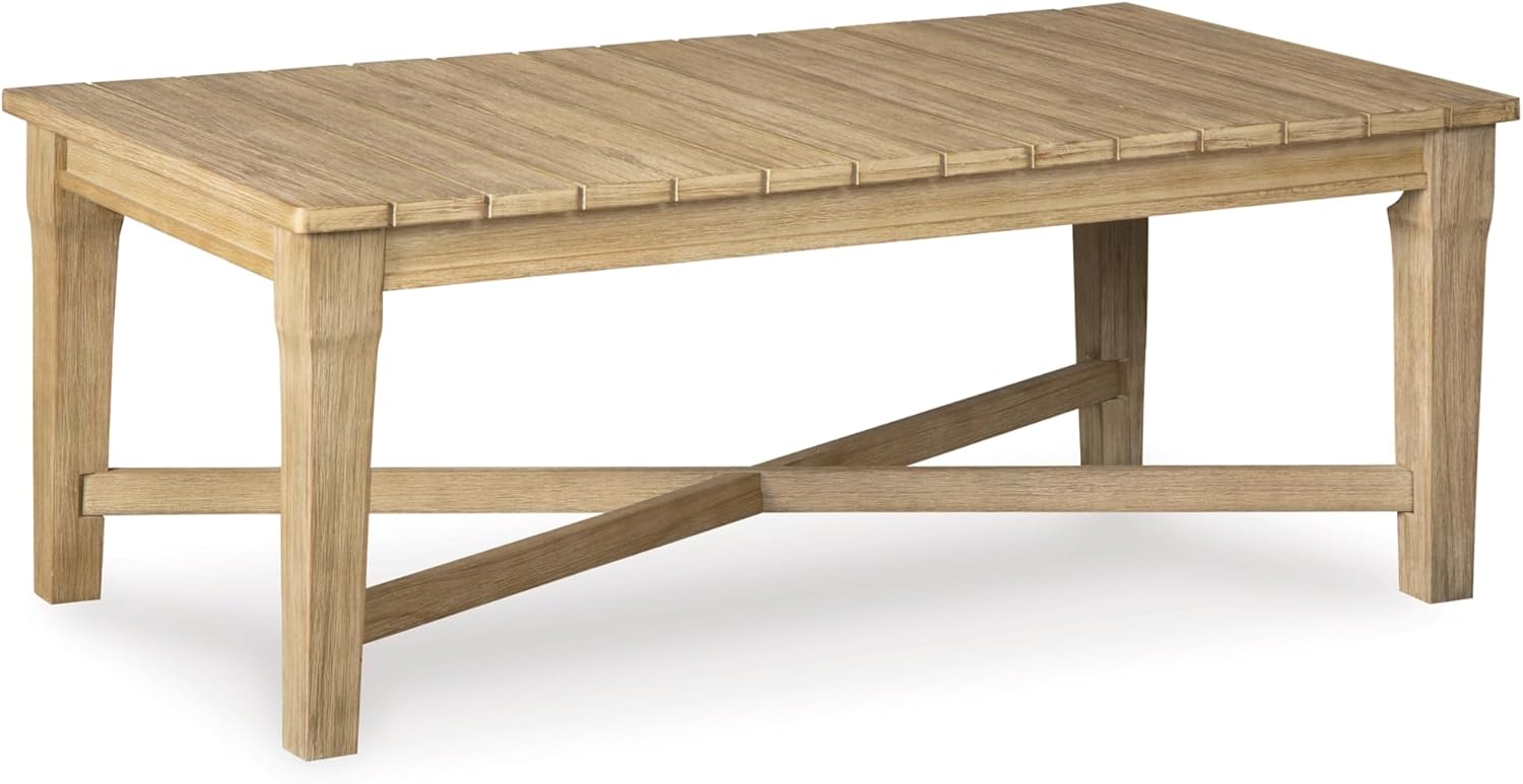 Outdoor Eucalyptus Carter Hall Patio Coffee Table, Beige - Walmart.com